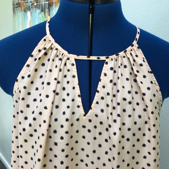 Bar III | Dresses | Bar Iii Pinkpeach And Black Halter Polka Dress ...